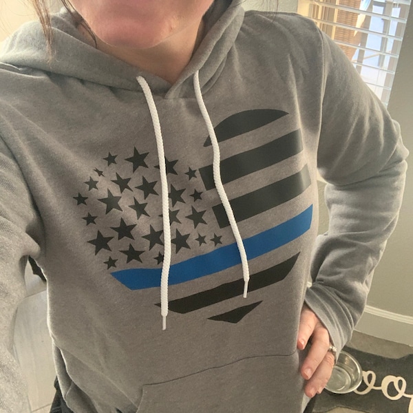 Thin Blue Line Heart Hooded Sweatshirt also Red Line Gold Line Green ...