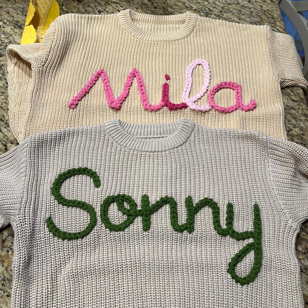 Custom Name Baby Sweater,personalized Hand Embroidered Baby Sweaters ...