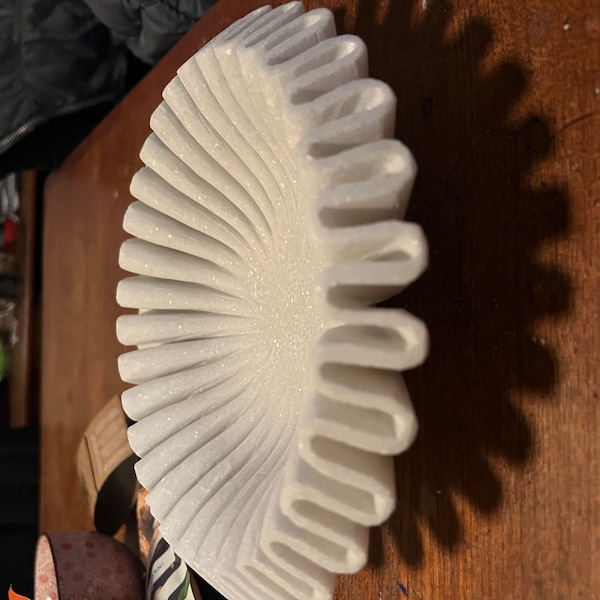 Handcrafted Marble Ruffle Bowl /antique Scallop Bowl/ Fruit Bowl ...