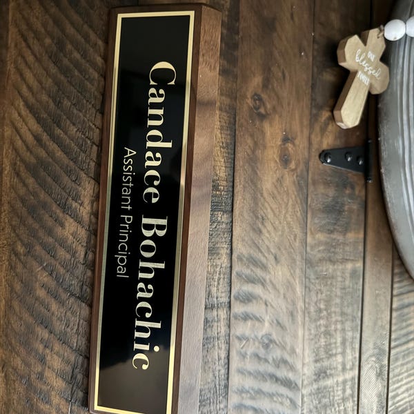 Desk Name Plate - Custom Engraved Name Sign - Personalized Wood Desk ...