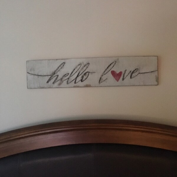 Rustic Hello Love Sign/hugs and Kisses/love/bedroom Decor - Etsy