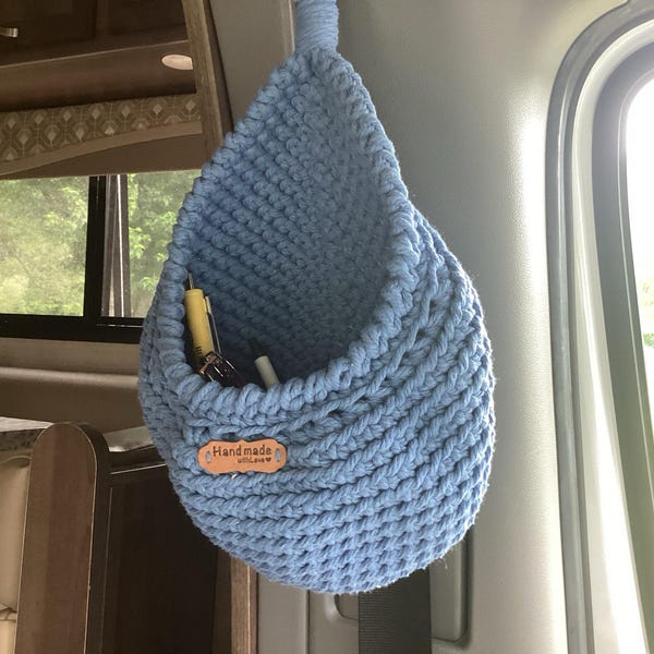 Crocheted Basket, Tear-drop Basket, Wall Mounted Basket - Etsy