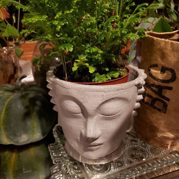 Buddha Head Pot From Concrete Indoor Outdoor Spiritual Flower Plant ...
