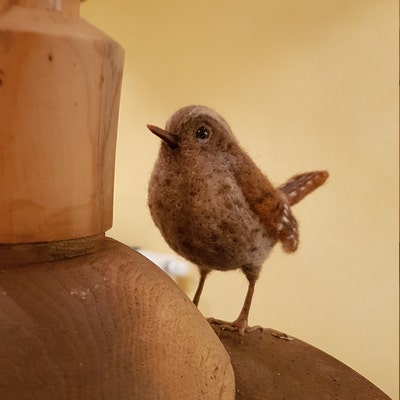 Needle Felted House Wren, Felted Bird, Felted Wren, Faux Taxidermy Bird ...