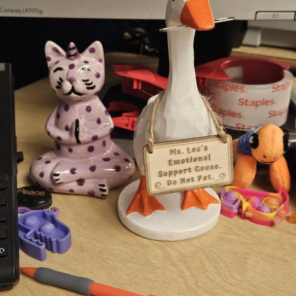 Emotional Support Goose Desk Buddy | Magnetic Goose With Custom Wooden ...