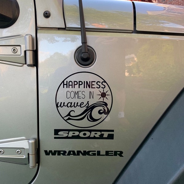 Happiness Comes in Waves Vinyl Sticker - Vinyl Decal, Car Window Decal ...