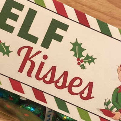 ELF Kisses Treat Bag Christmas Toppers, Printable Christmas Toppers ...