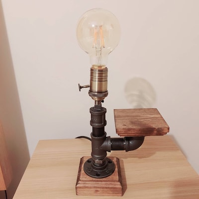 Industrial Rustic Style Pipe Light Steampunk Lamp Desk Table Bedroom ...