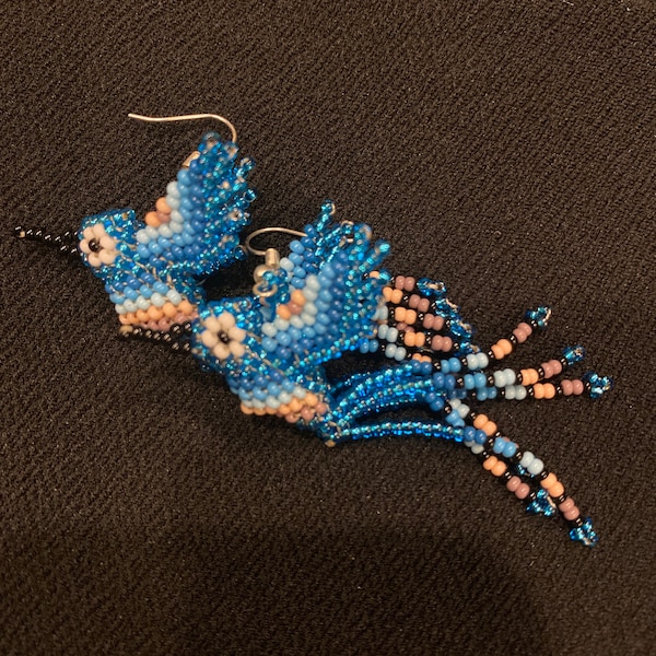 Beaded Hummingbird Earrings, Beaded Earrings, Beaded Earrings, Aretes ...