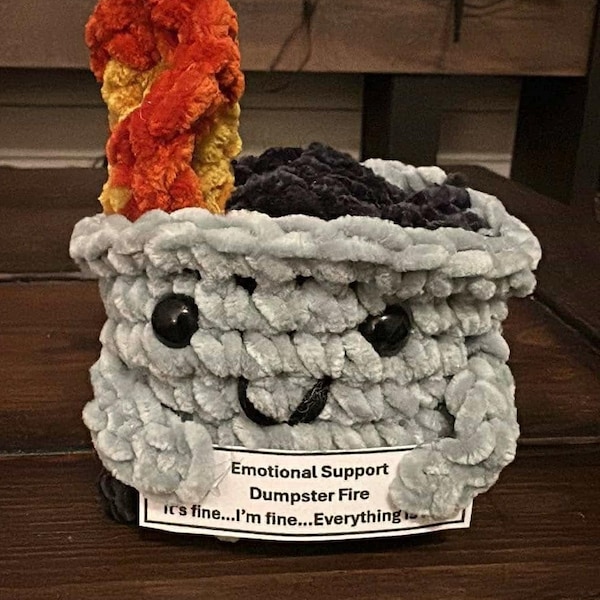 CROCHET PATTERN: Emotional Support Dumpster Fire - Etsy