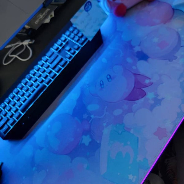 Kirby Drinking a Warm Drink, Kawaii Kirby Mouse Pad, Cute Kirby, Custom ...