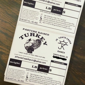 Chicken Poultry Custom Processing Label Pl 90-492 EXEMPT Pasture Raised ...