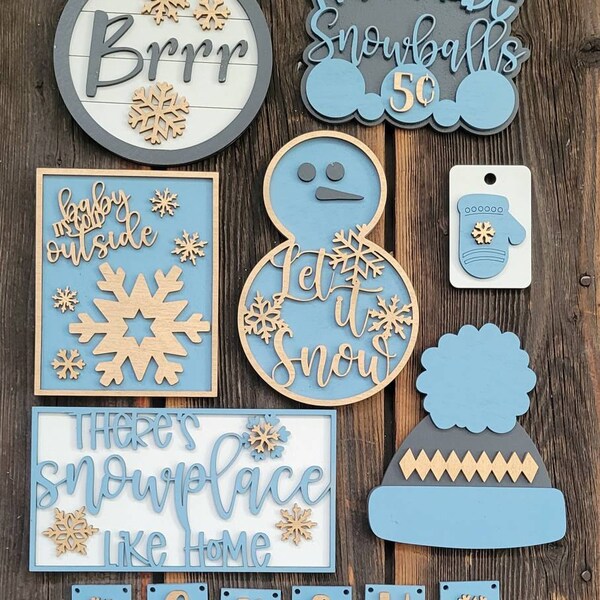 Winter Snow Tiered Tray With Lighted Sign File SVG - Etsy