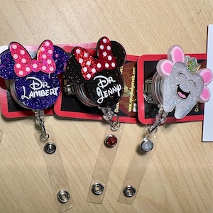 Floral Badge Buddy Cute Glitter ID Badge Job Title/name - Etsy