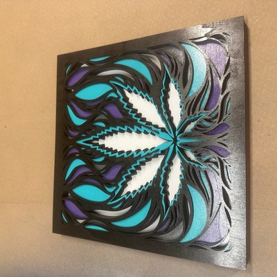 3d Marijuana Svg, Dxf Laser Cut File, Cannabis Mandala Svg, Layered ...