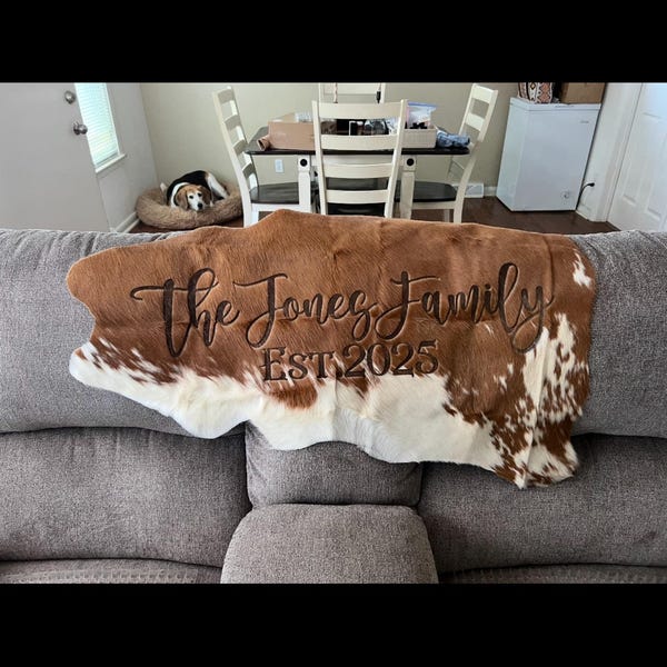 Personalized Engraved Cowhide Rug - Etsy