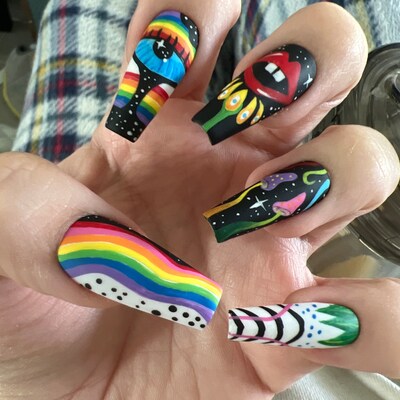 Its a Trip Hand Painted Full Press on Nail Set - Etsy