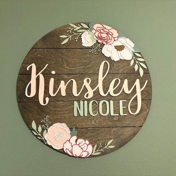 Personalized Floral Name Sign for Nursery | Baby Girl Room Decor ...