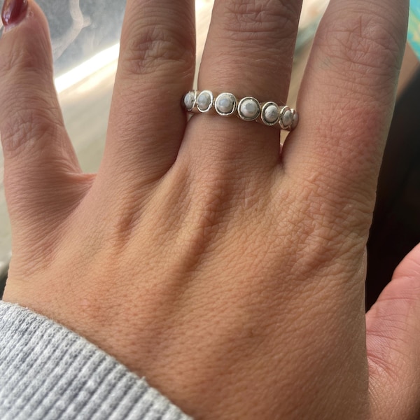 Natural Freshwater Pearl Eternity Band \ Gemstone Ring \ Channel ...