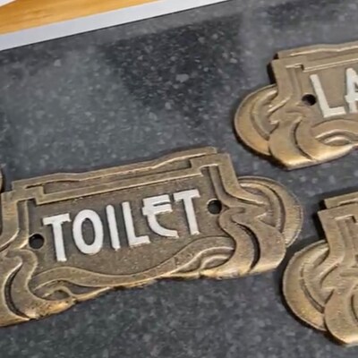 TOILET SIGN Art Nouveau Style Antique Bronze Finish Cast Iron - Etsy