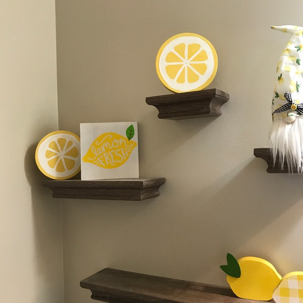 Set of 2 Wooden Lemon Slices | Lemon Tiered Tray Decor | Wood Lemon ...