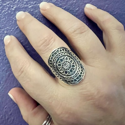 Bali Flowers Ring // 925 Sterling Silver // Oxidized Bali Ring - Etsy