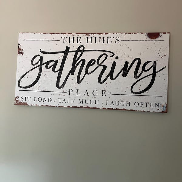 The Gathering Place Sign Custom Last Name Established Sign Personalized ...