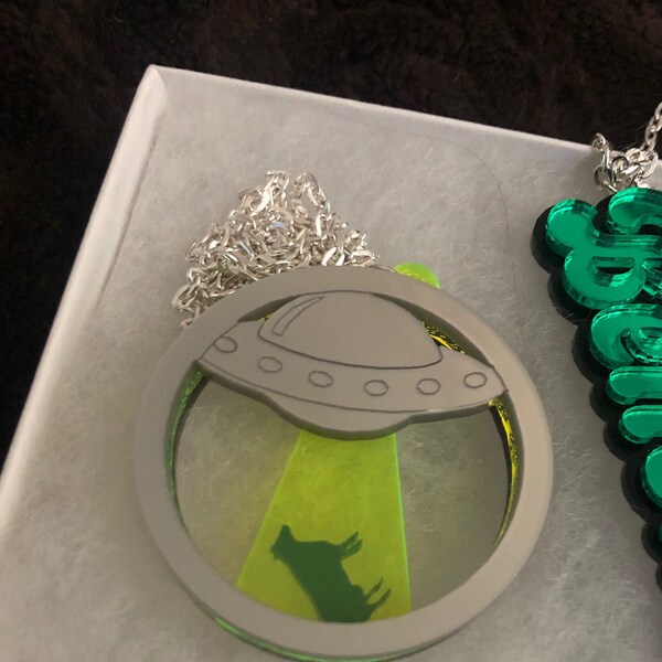UFO Necklace,ufo Jewelry,alien Necklace,alien Jewelry, Acrylic Necklace ...