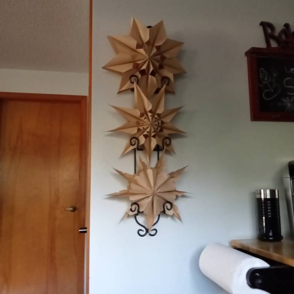 Kraft Paper Star Snowflakes Set of 5/handmade, Paper Ornament/paper Bag ...