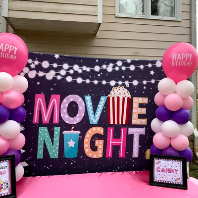 Movie Party Signs Instant Download Pink Movie Party Signs Movie ...