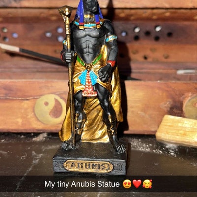 Vintage Anubis Mini Statue Small Hand-painted Ancient Egyptian Jackal ...