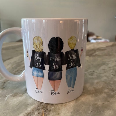 Sister Mugs//sisters Gift//side by Side//sisters at Heart/custom Mug ...