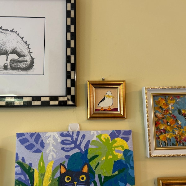 A Seagull Stealing a French Fry Oil Painting Framed 2x2 the Gull Stole ...