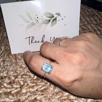 Emerald Cut Ruby Ring, Raw Ruby Ring in Sterling Silver, Ruby ...