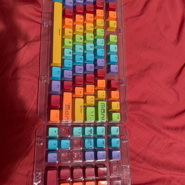 104 Custom Rainbow PBT Keycap Set for Cherry MX Style Switches. Backlit ...