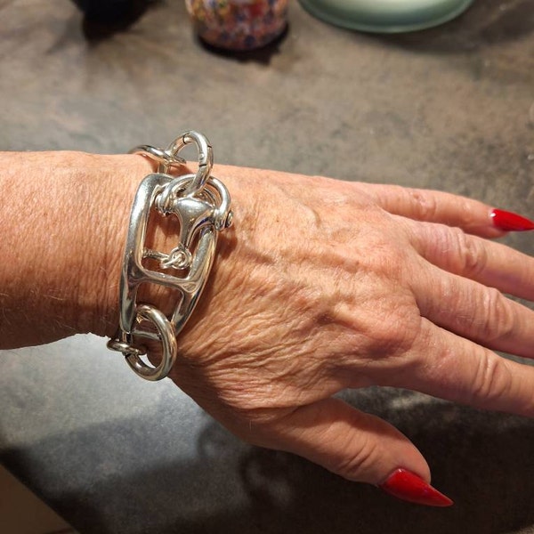 Antique Silver Wrap Link Bracelet, Silver Personalized Bold Bracelet ...