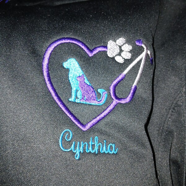 Full Zip Vet Tech Jacket With Sleeve, Vet Assistant Hoodie With Pockets ...