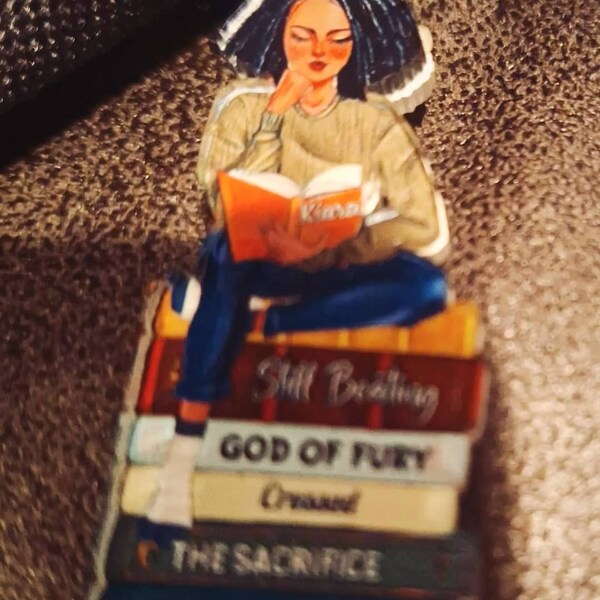 Personalized Girl Reading Book Acrylic Flat Keychain, Custom Book ...