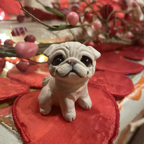 Little White Cream Pug Mini Resin Hand Sculpted and Cast Collectible - Etsy