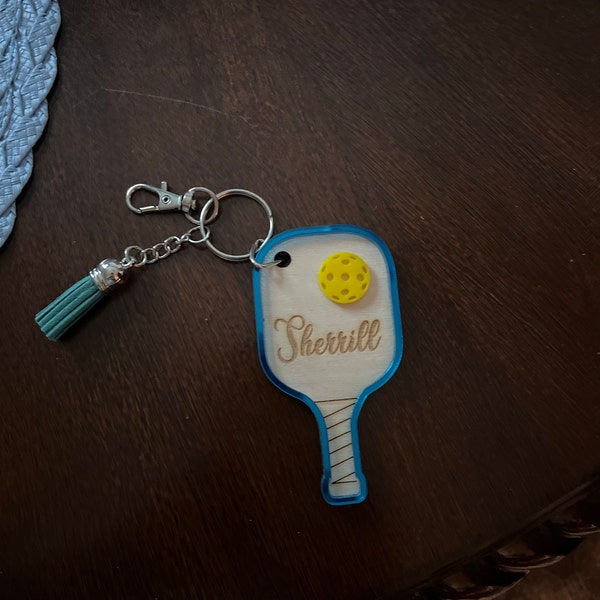 Pickleball Keychain or Bag Tag, Engraved With Name and Saying - Etsy