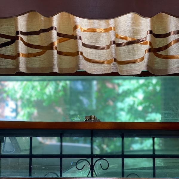 Brown Beige Neutral Minimal Valance Curtain, Contemporary Light Brown ...