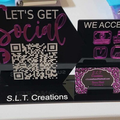 Acrylic QR Code Sign for Seamless Payments and Social Media Bakers Sign ...