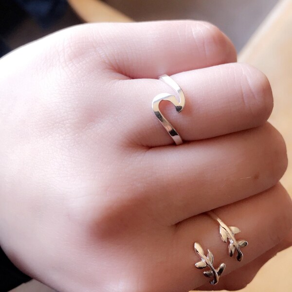 925 Sterling Silver Adjustable Wave Ring- Nalu Ring, Ocean, Wave, Beach Jewelry, Ocean Jewelry ...