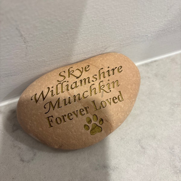 Engraved River Rock. Personalised Pet Memorial . Cat Memorial . Garden ...