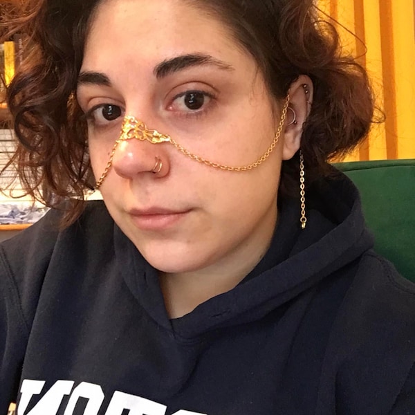 Nose Chain akasha Filigree Face Jewelry Gothic Mask, Goth Valentines ...