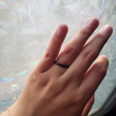 Simple Black Ring, Minimalist Ring, TITANIUM Ring, Thumb Ring, 2mm Ring ...