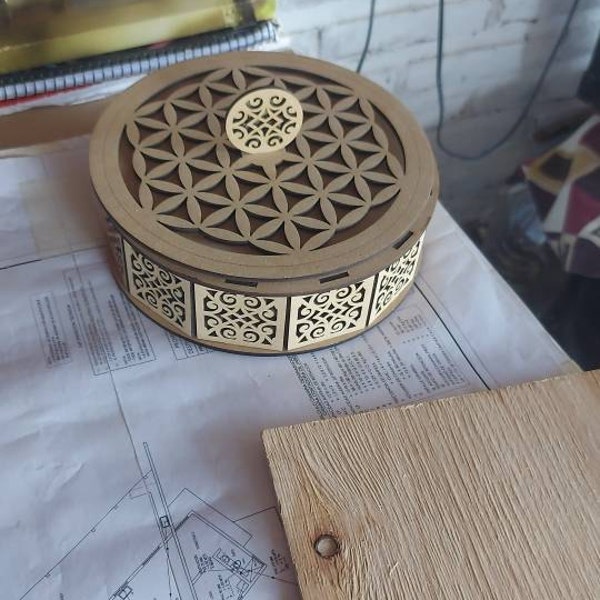 6 Different Patterned Decorative Round Box Laser Cut Svg Files, Laser ...