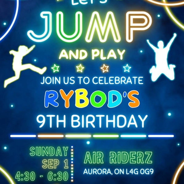 Sleepover Birthday Invitation Template, Neon Sleepover Invite, Slumber ...