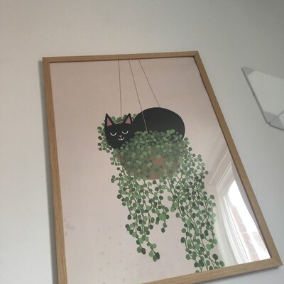Cat Print, Cat Wall Art, Cat Art Print, Plant Cat, Funny Cat Print ...