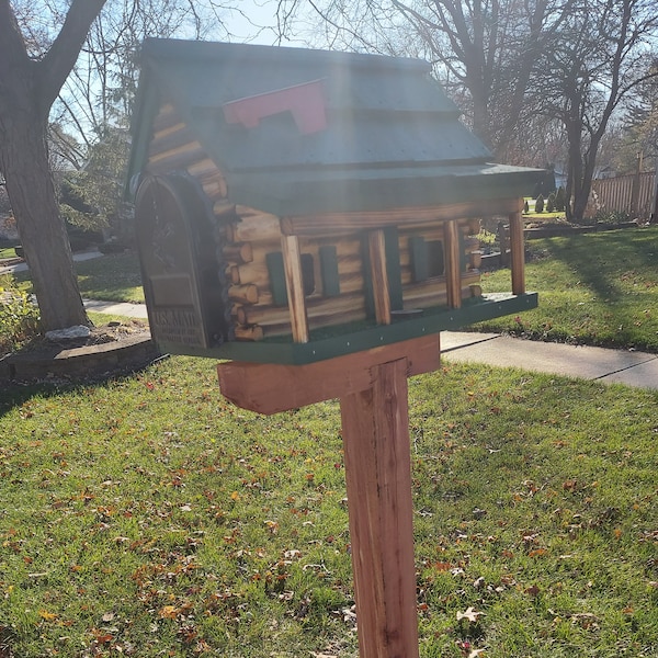 Log Cabin Mailbox With Cedar Roof | Wooden Mailbox | Amish Made | CL620 ...